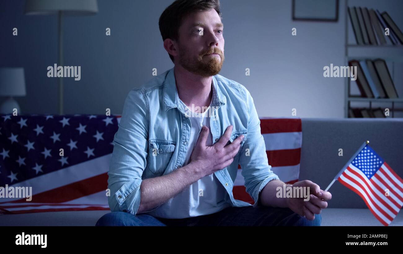 Hand On Heart Singing National Anthem High Resolution Stock Photography ...