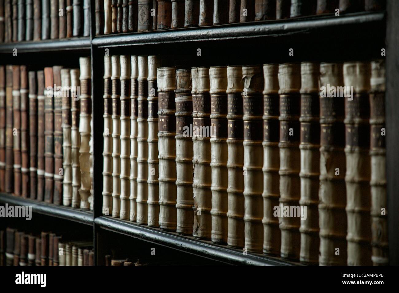University library shelves with antique books Stock Photo - Alamy
