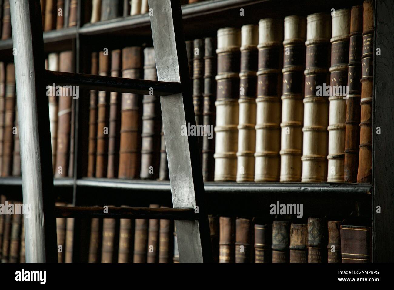 University library shelves with antique books Stock Photo - Alamy