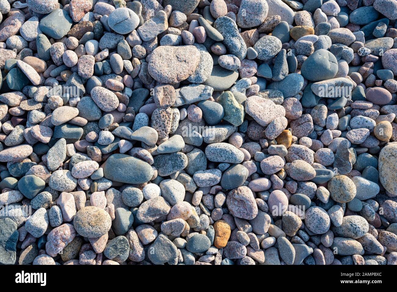 Round pebbles, gravel bank, Cape Breton Highlands National Park, Nova ...