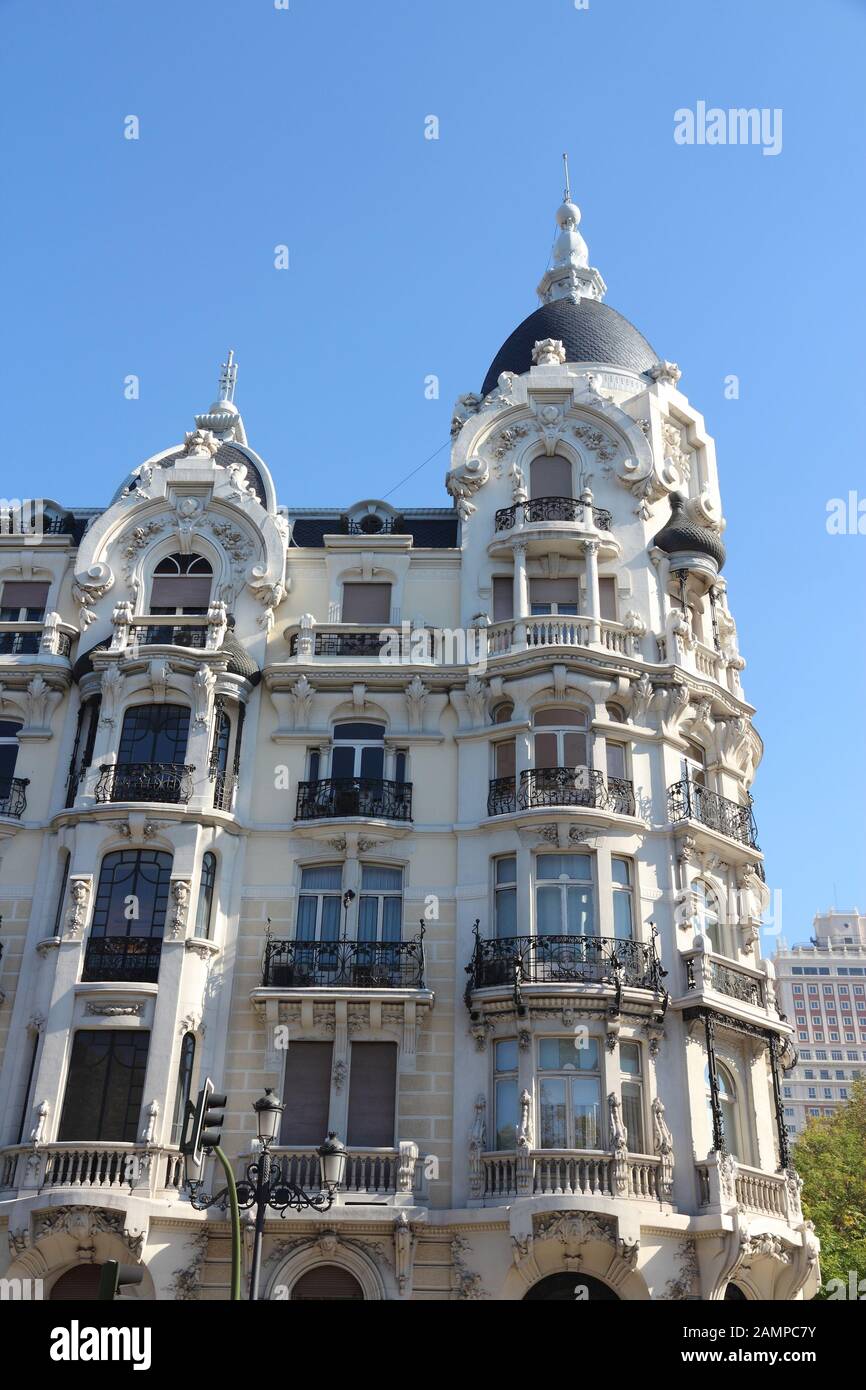 Madrid old architecture in Spain. Modernist landmark Stock Photo - Alamy