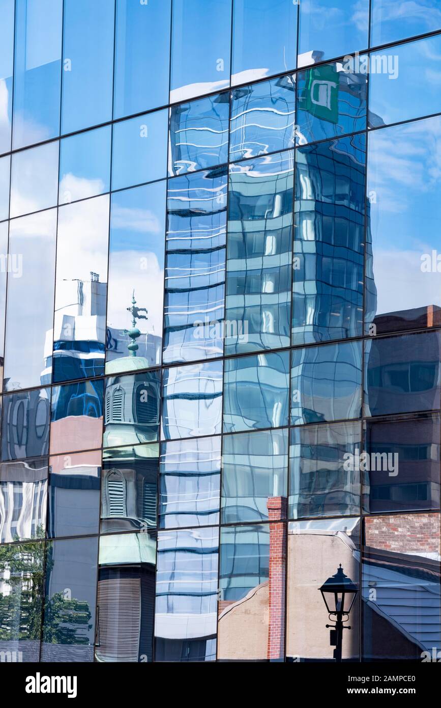 Building reflected in a glass facade, Nova Scotia, Canada Stock Photo ...