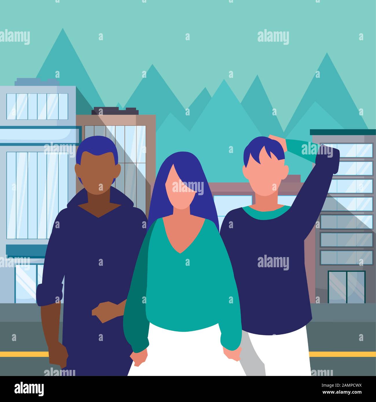 Woman and men avatars in the city design, Person people human profile ...