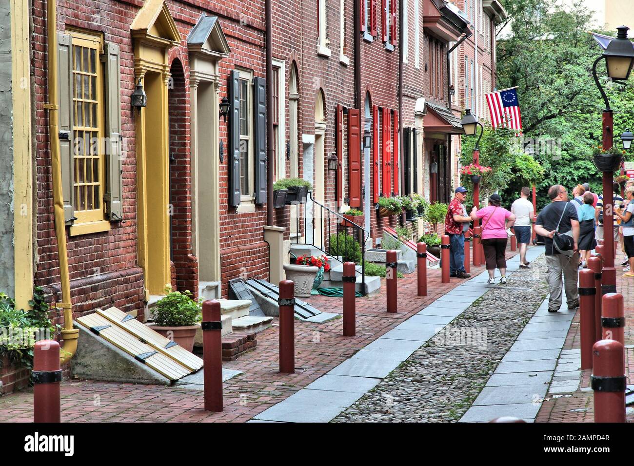 PHILADELPHIA, USA - JUNE 11, 2013: People visit Elfreth's Alley in ...