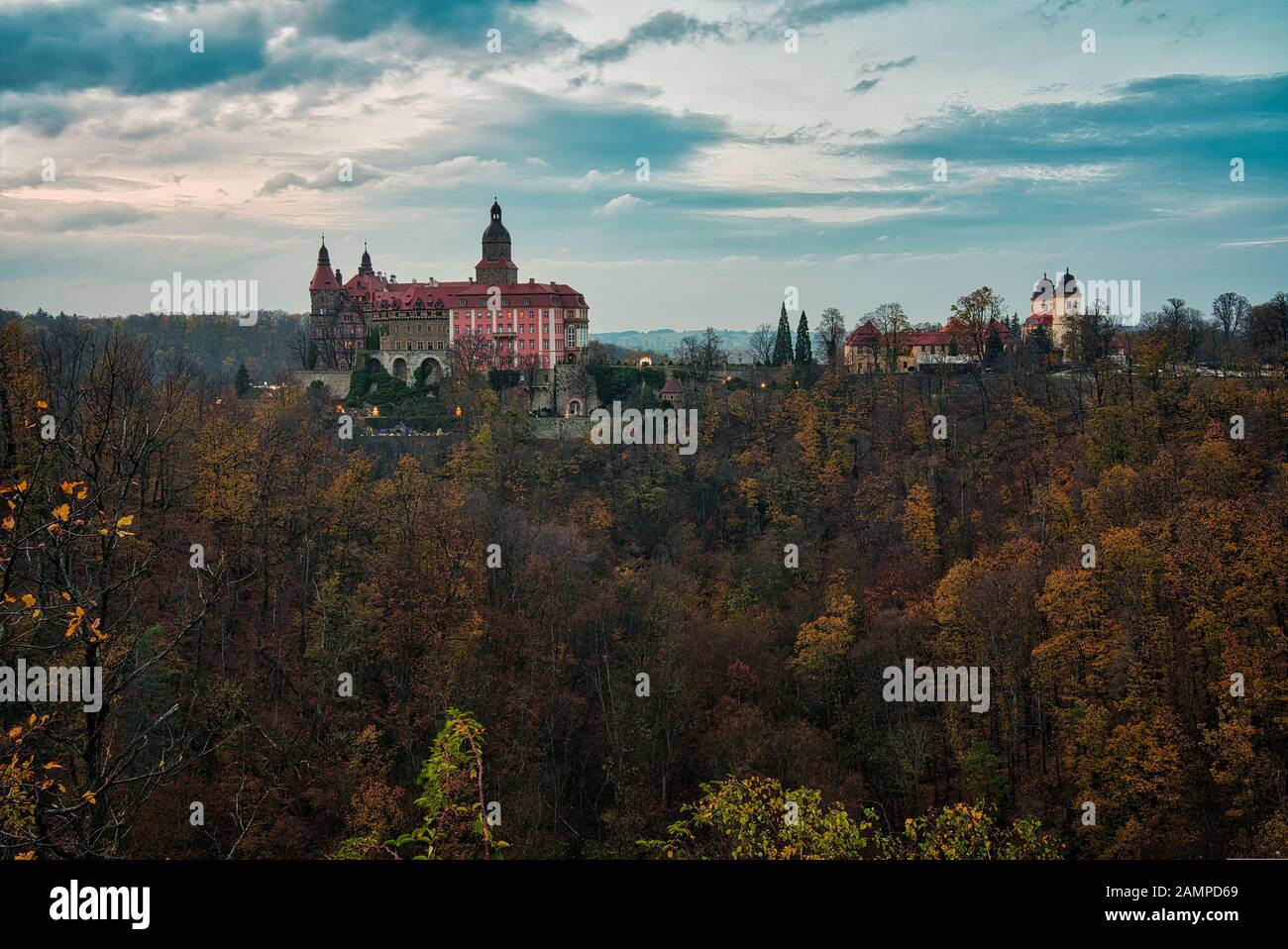 Aerial view medieval castle ksiaz hi-res stock photography and images ...