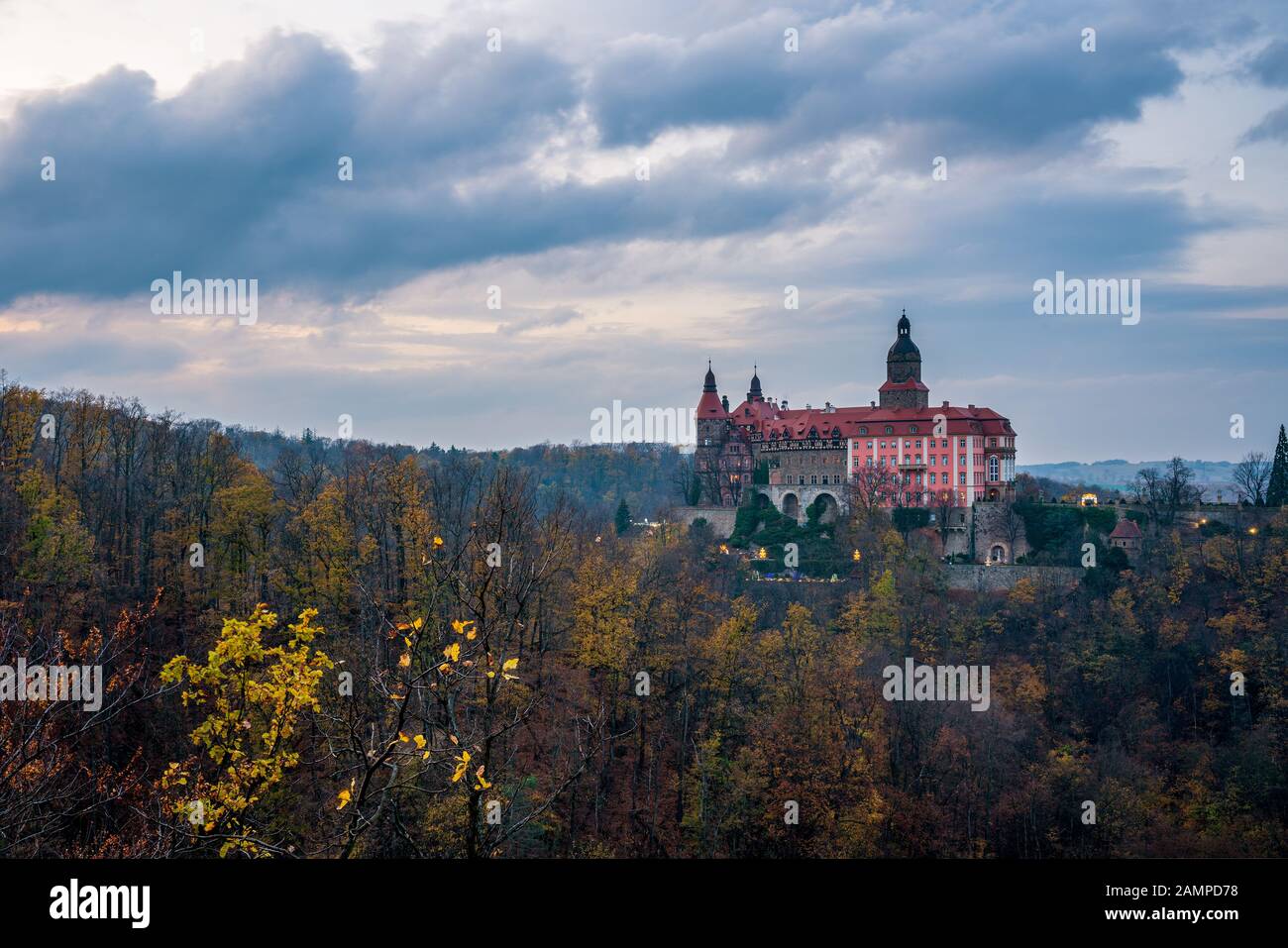 Aerial view medieval castle ksiaz hi-res stock photography and images ...