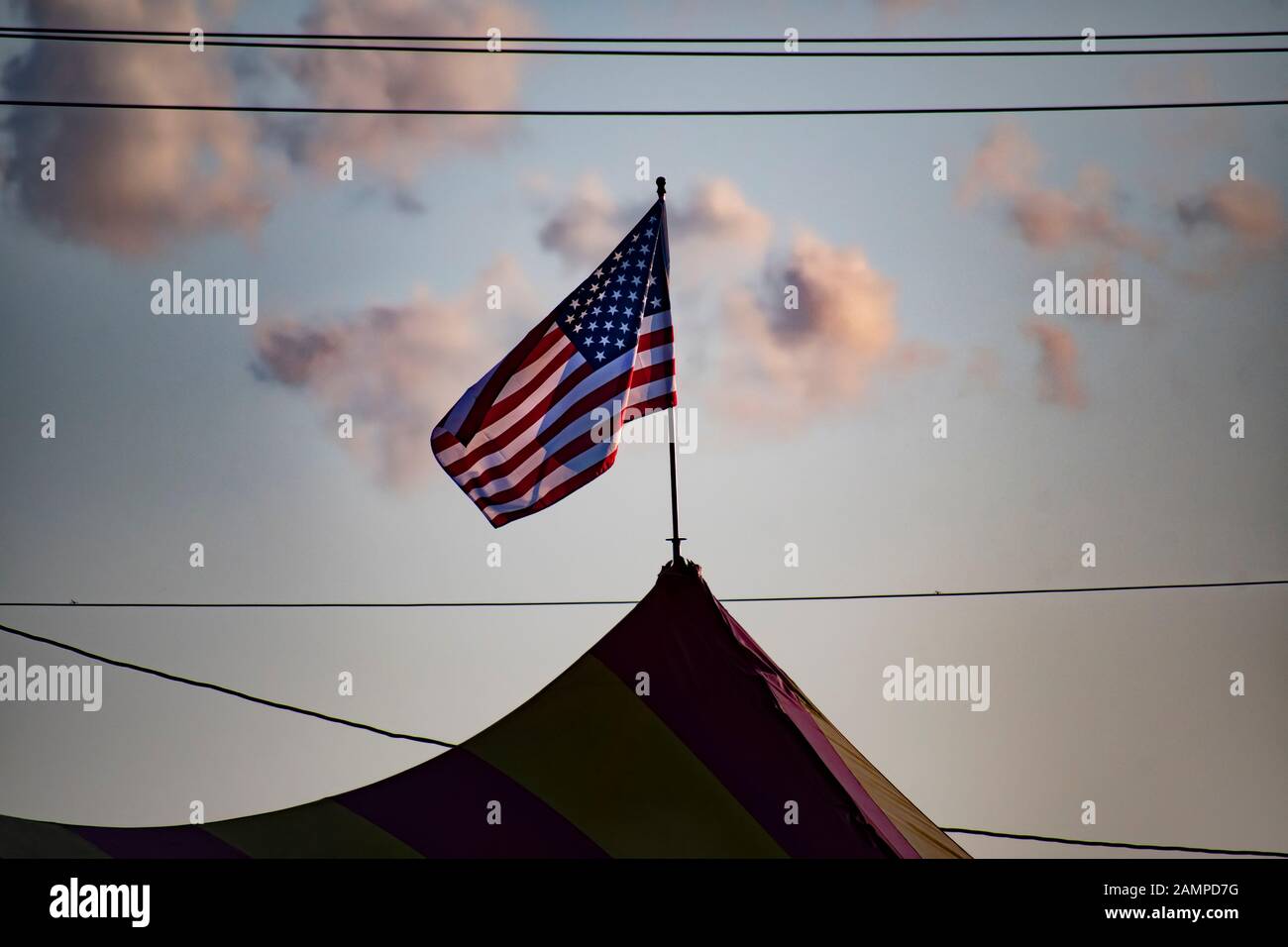 American flag flying above flag hi-res stock photography and images - Alamy