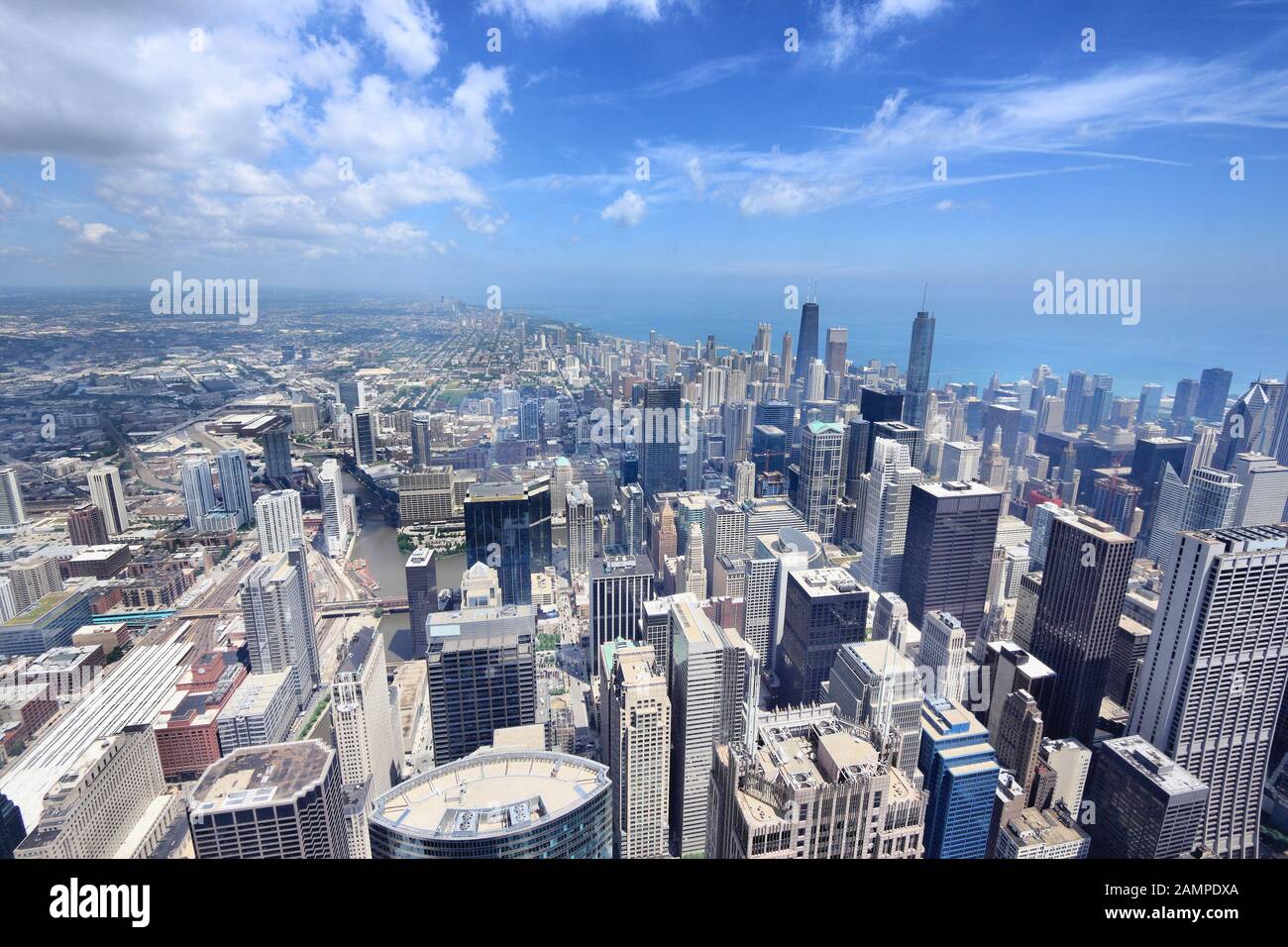 Chicago aerial view - cityscape of The Loop. United States urban area ...