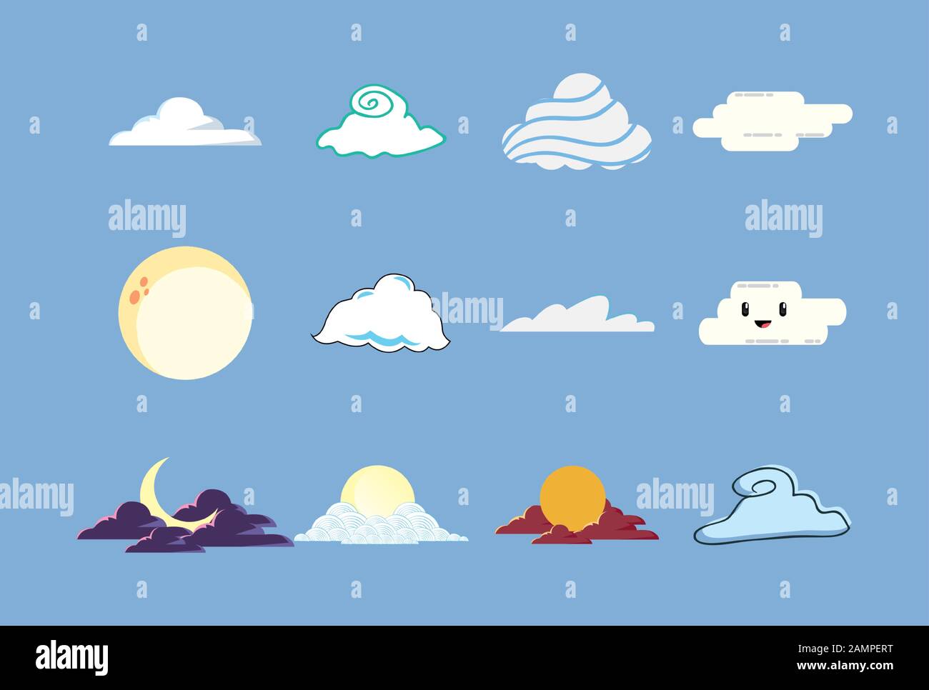 Clouds shapes and moons design, Weather sky nature climate cloudy ...