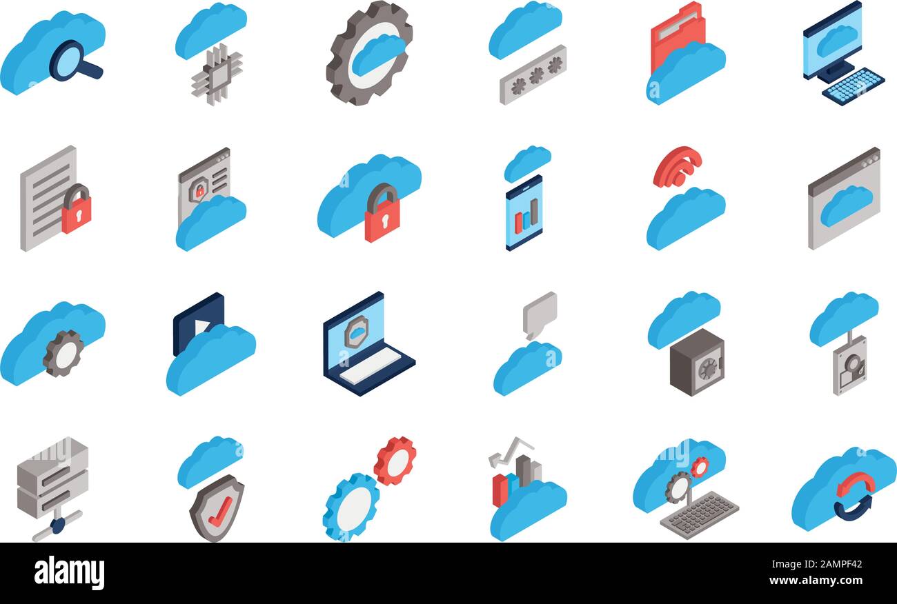 bundle of cloud computing tech icons Stock Vector Image & Art - Alamy