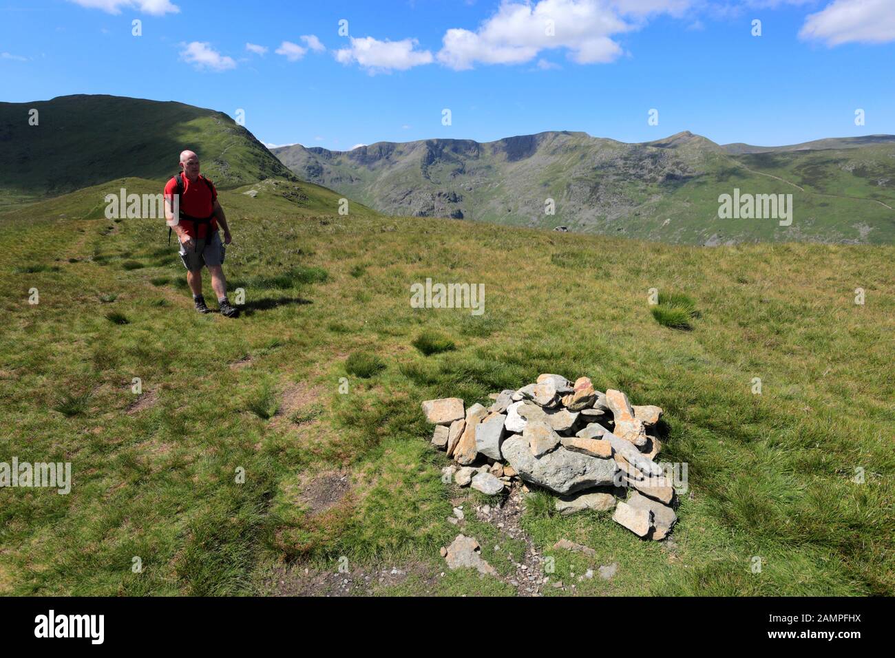 Walkers on Birks fell, Ullswater, Lake District National Park, Cumbria ...