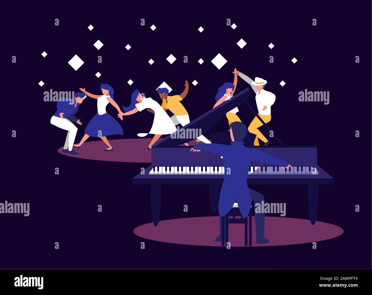 Musician man and dancers design, Music festival sound melody song ...