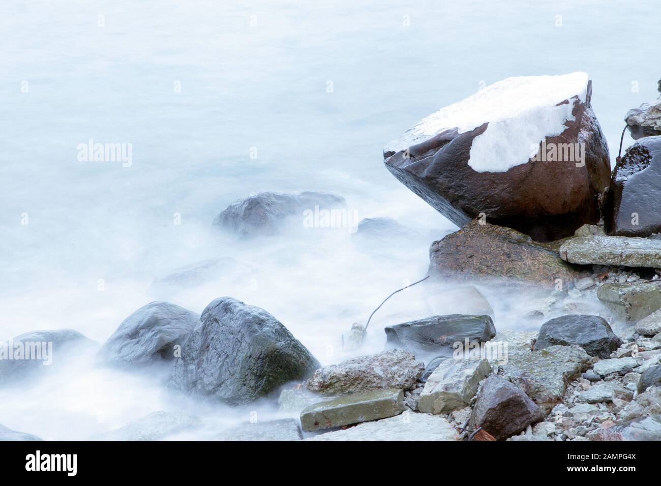 Cold sea water wawes at winter time Stock Photo - Alamy