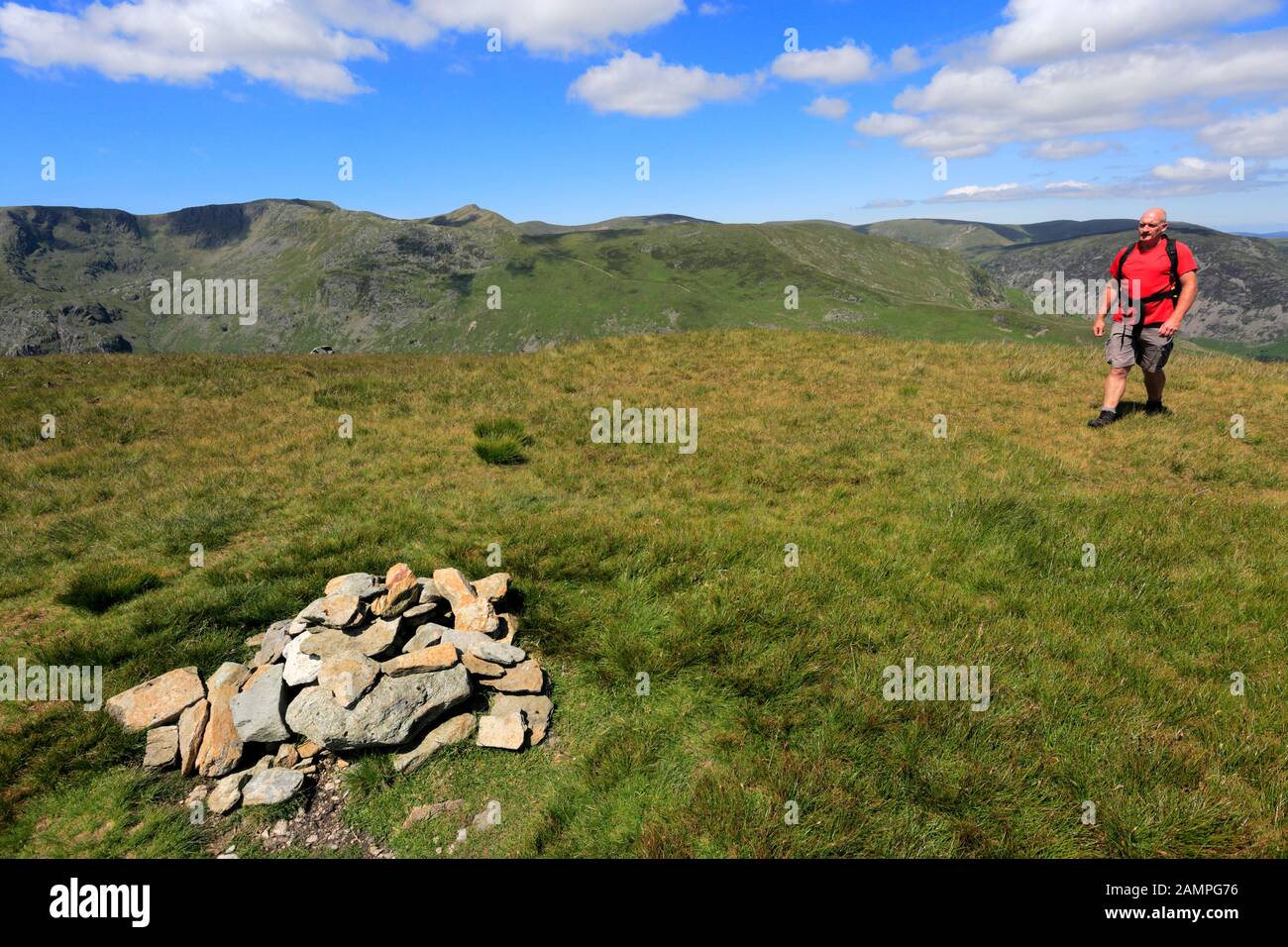 Walkers on Birks fell, Ullswater, Lake District National Park, Cumbria ...
