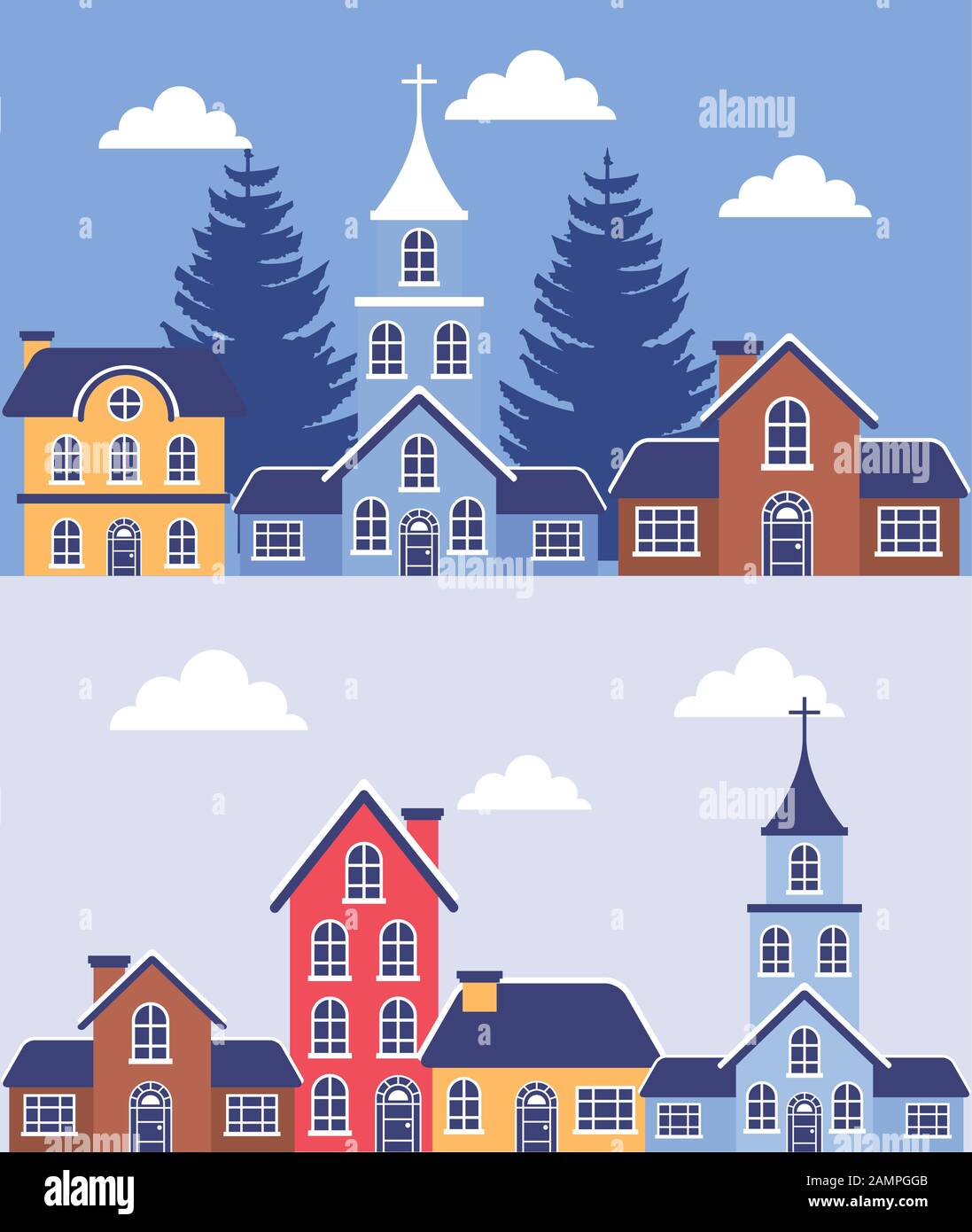 Neighborhood in the evening Stock Vector Images - Alamy