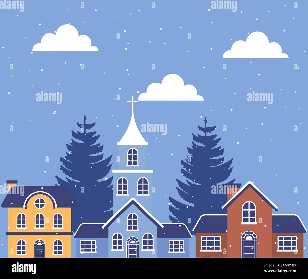 Neighborhood in the evening Stock Vector Images - Alamy