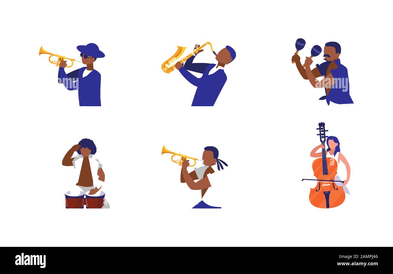 Musicians with instruments design, Music festival sound melody song ...