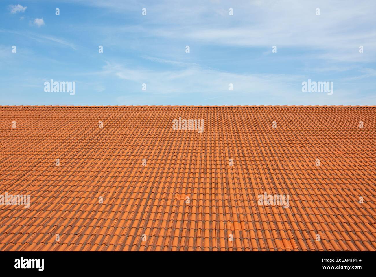 Building roof with red tiles Stock Photo - Alamy