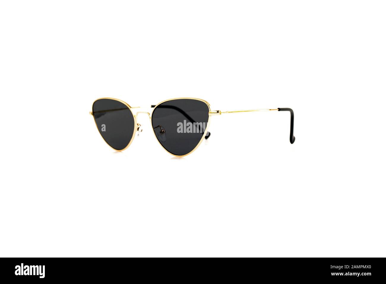 Black Triangular Sunglasses with Round Corners and Thin Frame, Side ...