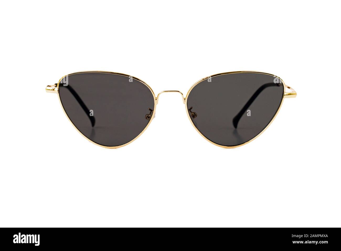 Black Triangular Sunglasses with Round Corners and Thin Frame, Front ...