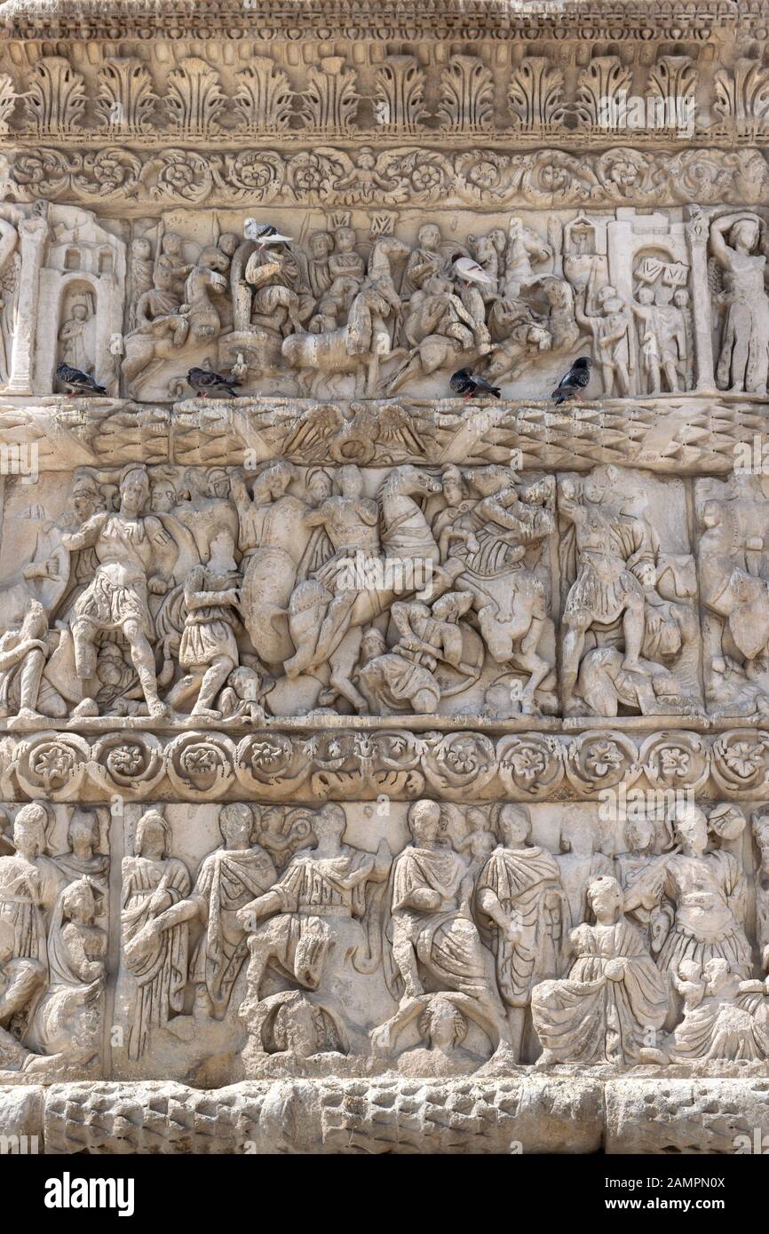 Arch of Galerius with bas-reliefs in Thessaloniki, Greece Stock Photo ...