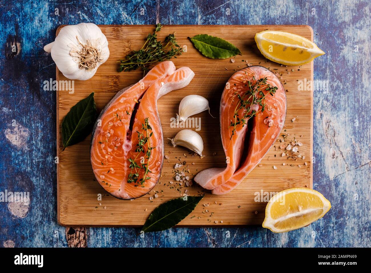 Healthy Food - Atlantic salmon steak with ingredients Stock Photo - Alamy