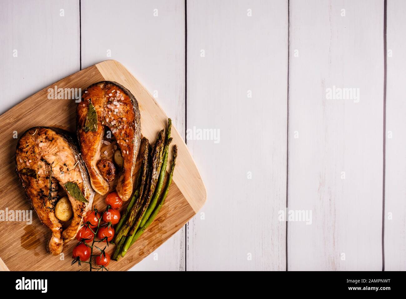 Healthy Food - Atlantic salmon steak with ingredients Stock Photo - Alamy