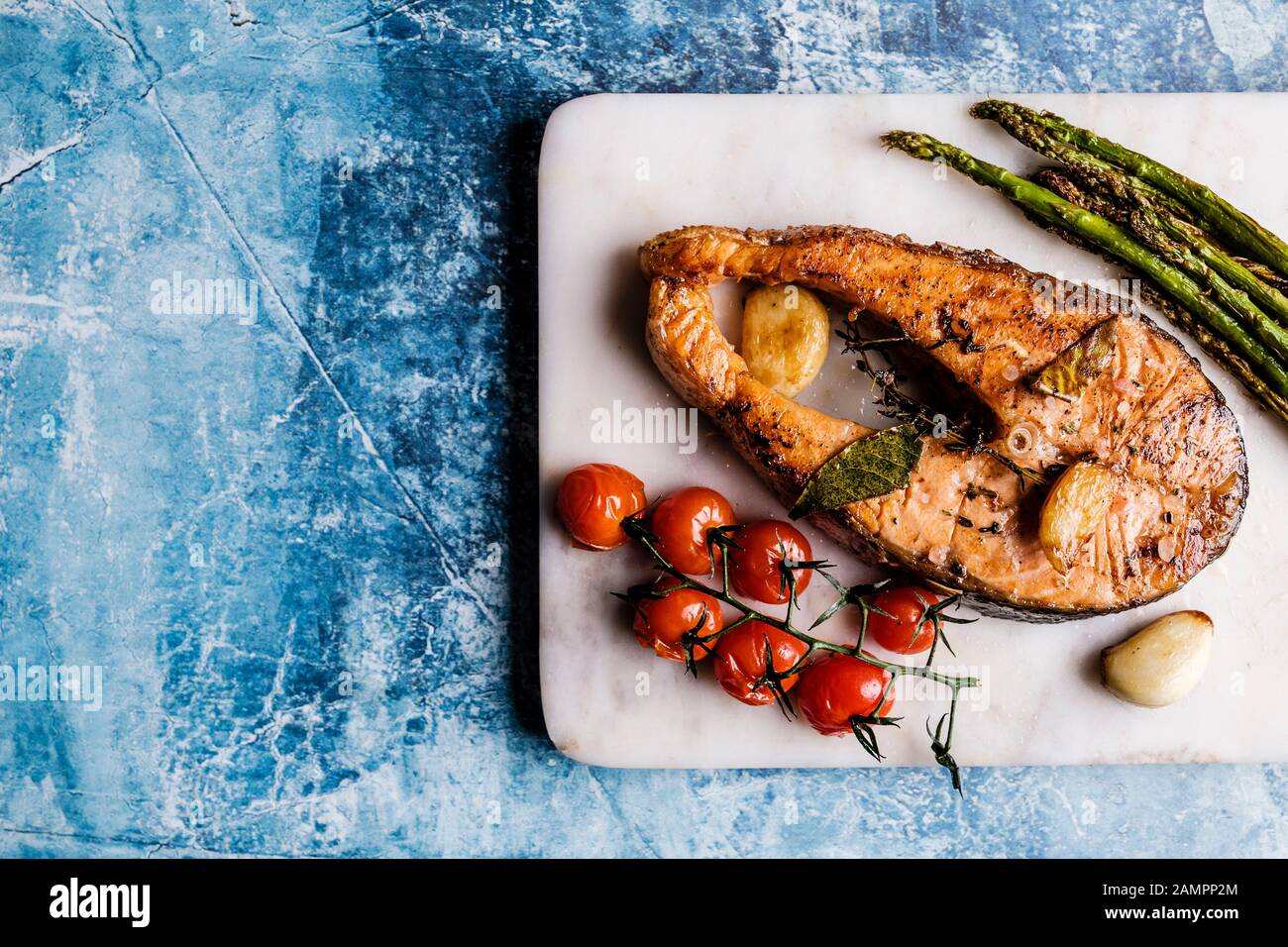 Healthy Food - Atlantic salmon steak with ingredients Stock Photo - Alamy