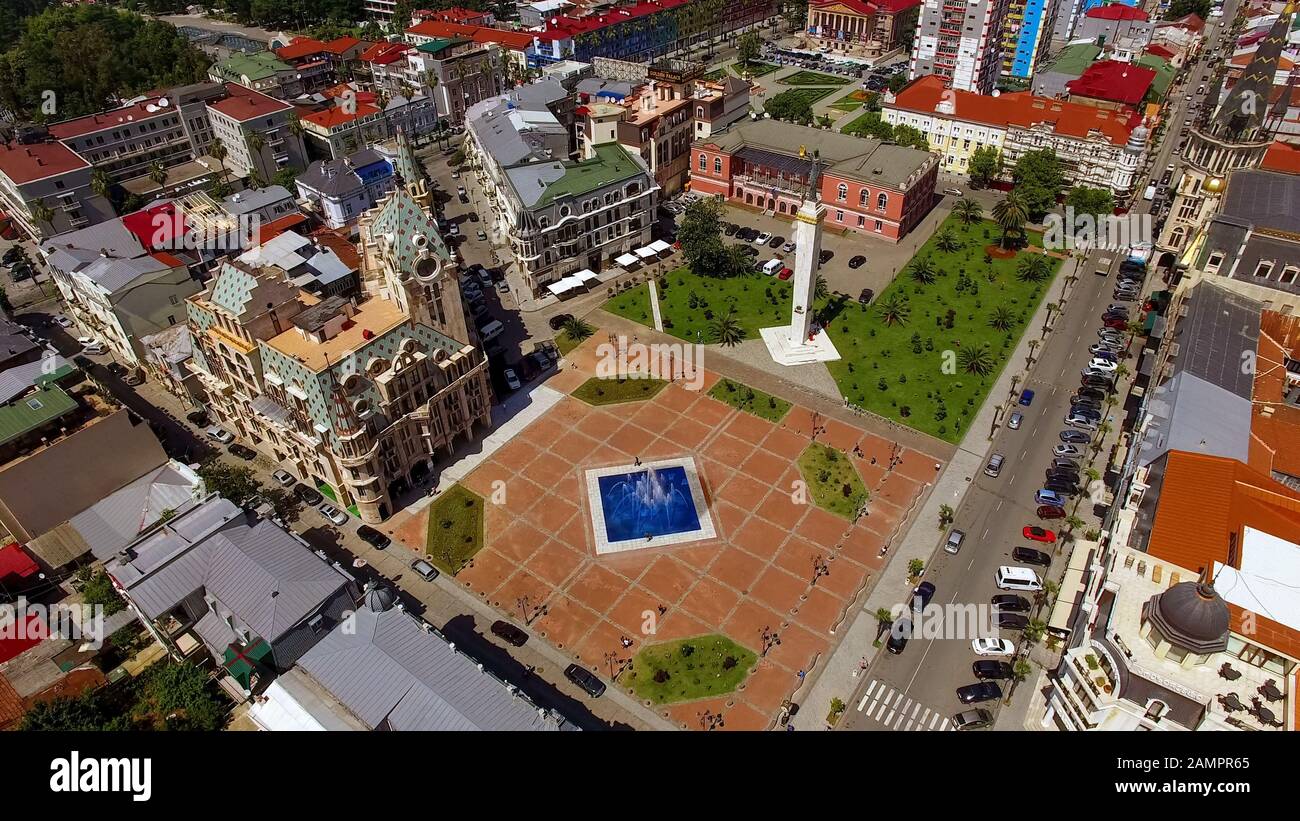 Europe Square in Batumi, Georgia viewed from above, beautiful summer ...