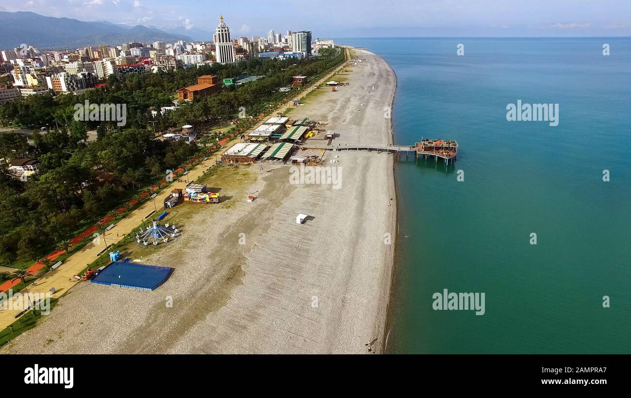 Batumi Georgia public beach, Black Sea resort, tourist attraction ...