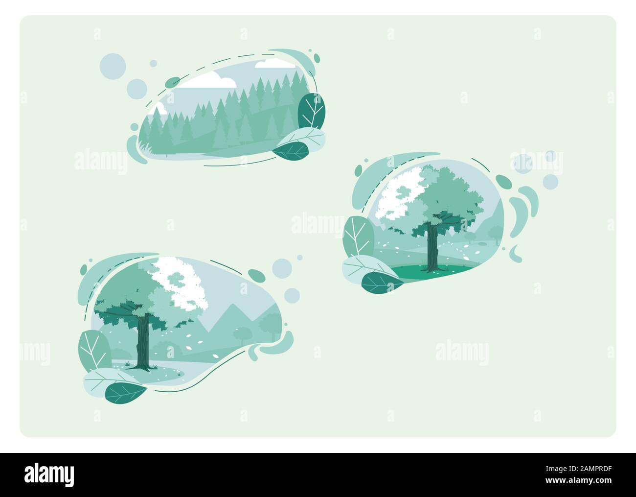 Green landscapes and leaves design, Nature element earth eco ecology ...