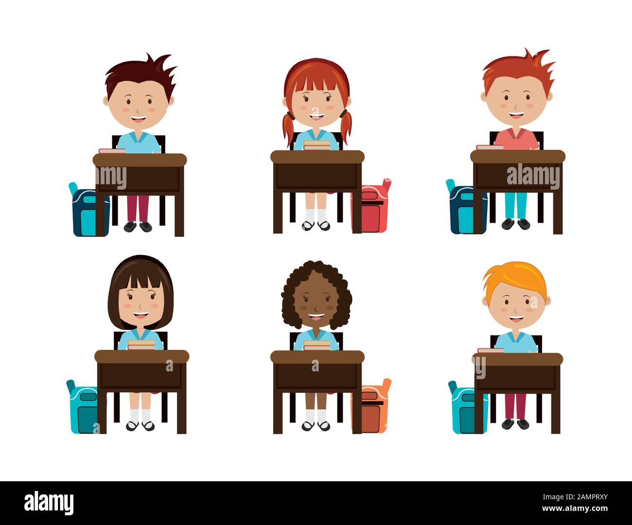 Happy students in uniform Stock Vector Images - Alamy