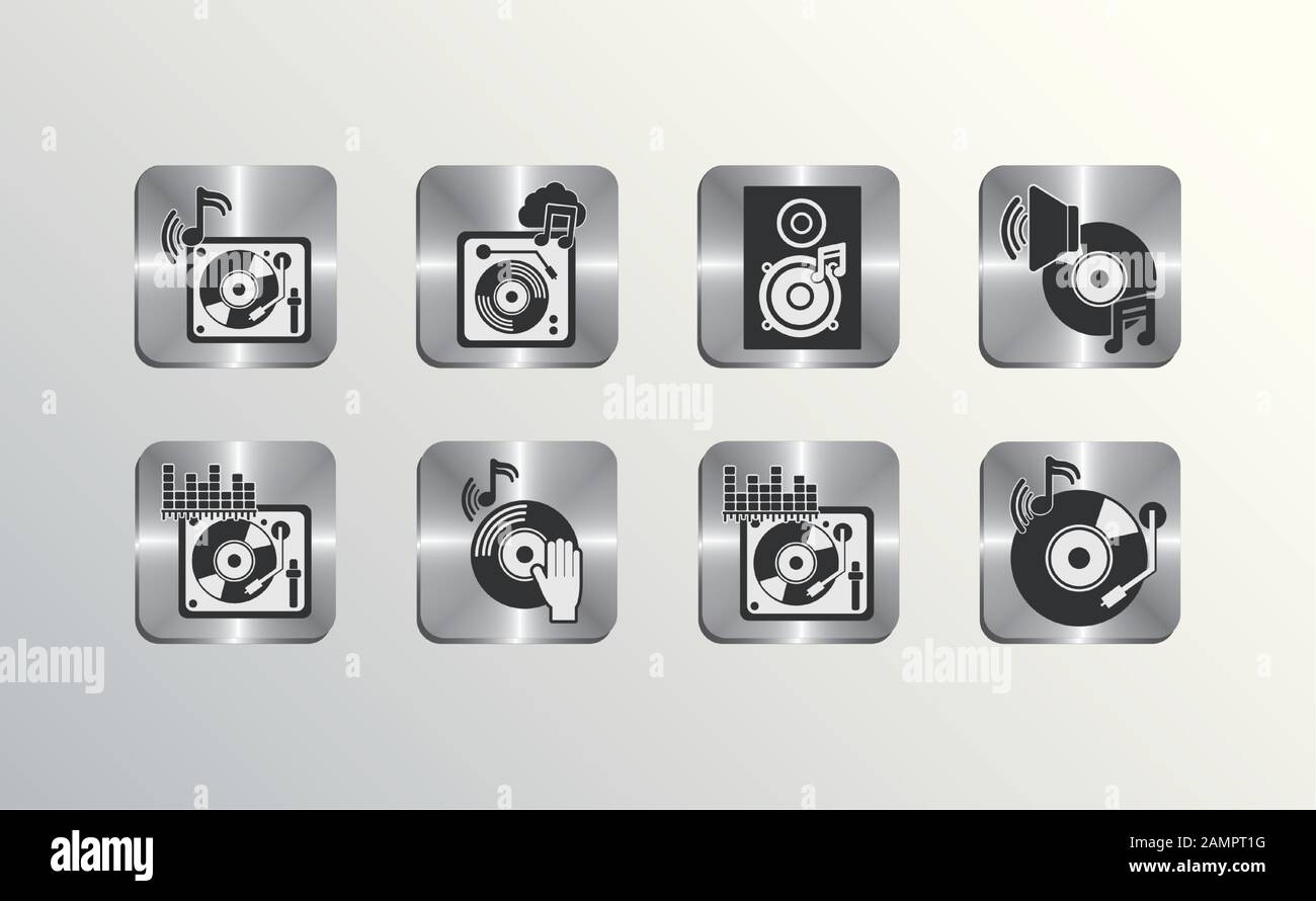 music and dj icon set pack, High Quality variety symbols Vector ...