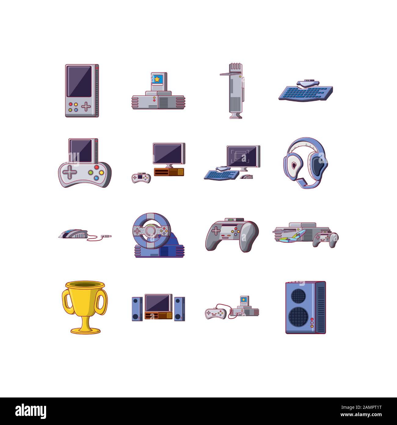 Icon set design, Videogame play leisure gaming technology entertainment ...