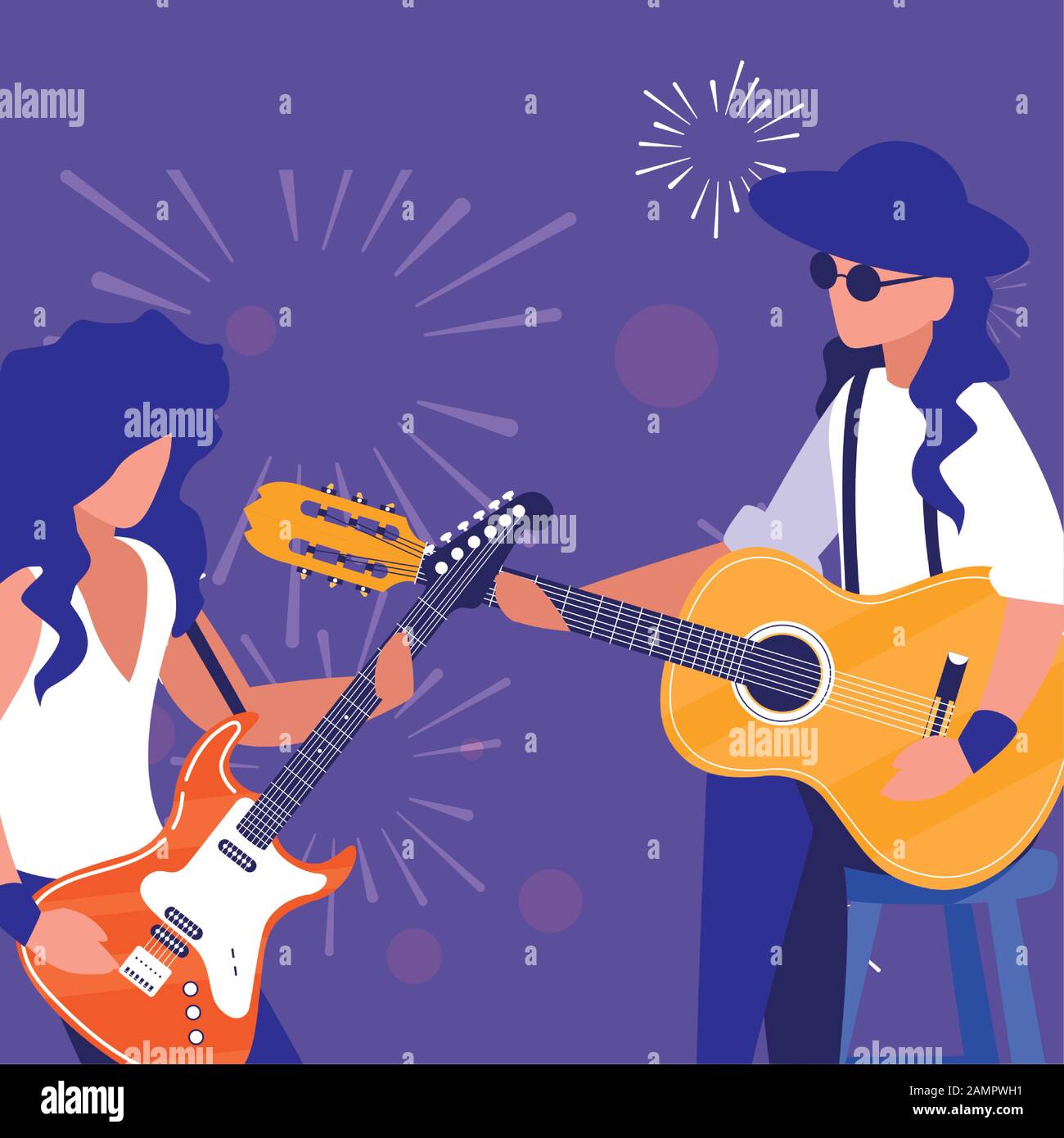 Musicians with instruments design, Music festival sound melody song ...