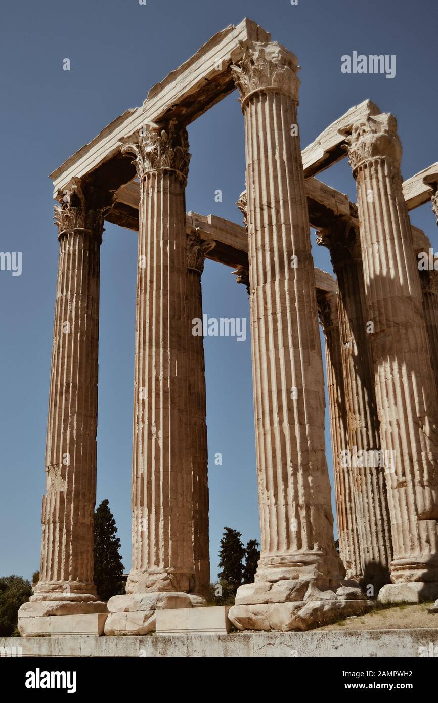 Greece temple zeus column detail hi-res stock photography and images ...