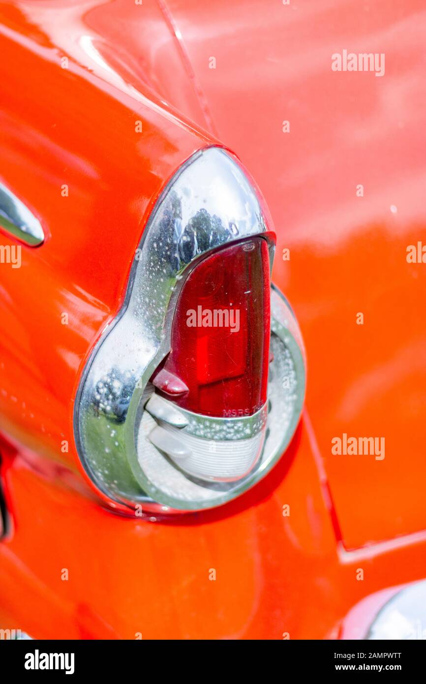 detail of rear lights of classic vintage American car at Stars ...