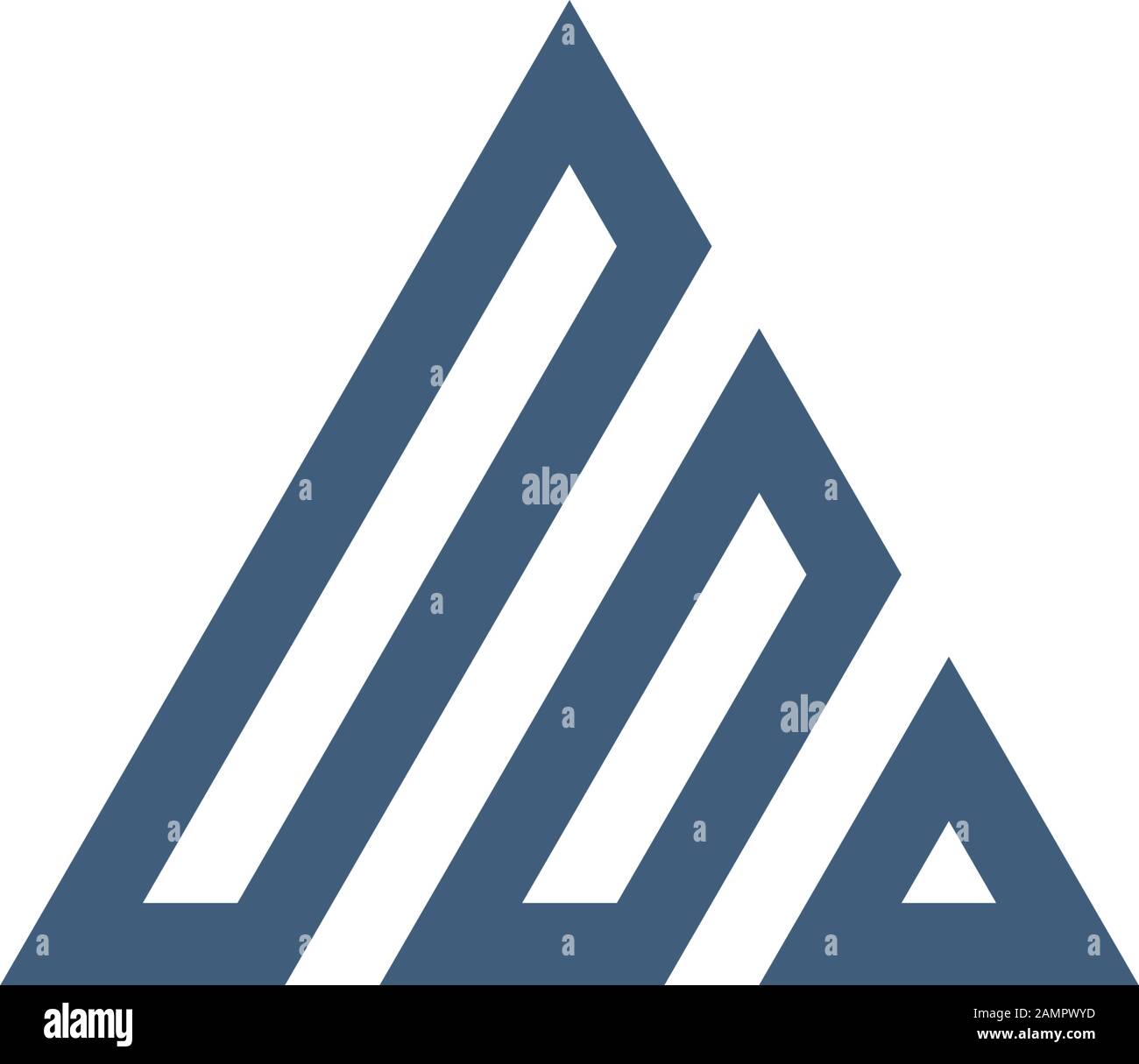 Geometrical triangle in three parts logo design. Technology business identity concept. Creative ...