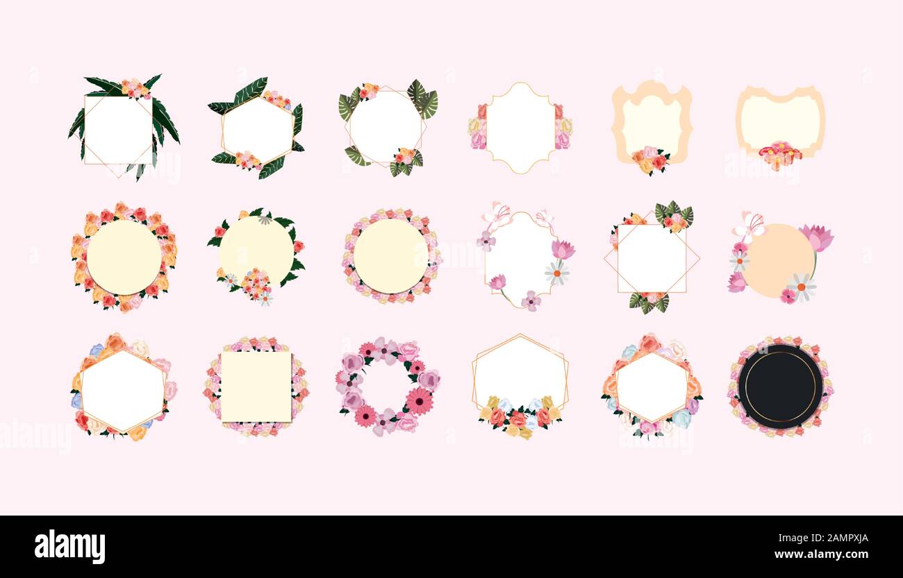 Natural flowers and leaves wreaths and crowns design, floral nature ...