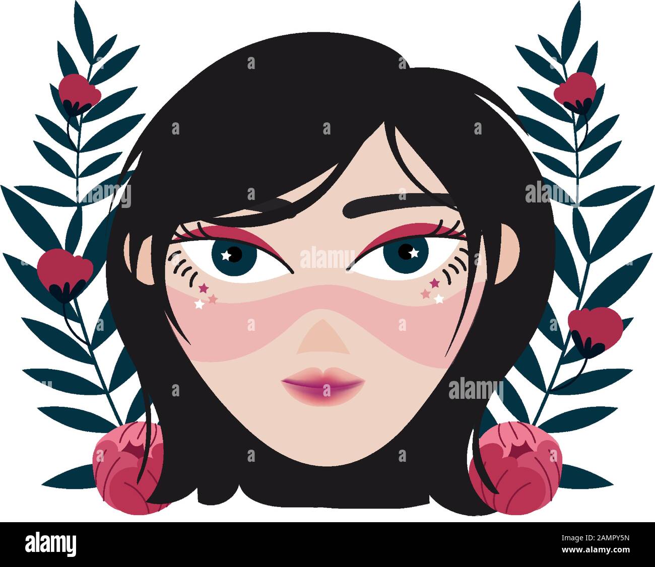 beautiful woman head with roses decoration Stock Vector Image & Art - Alamy