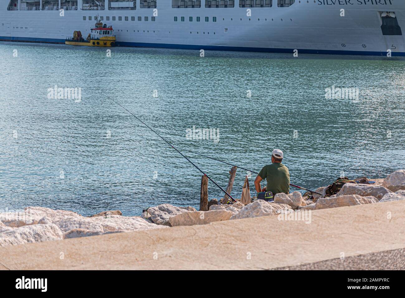 Fishing by Cruise Ship Stock Photo - Alamy