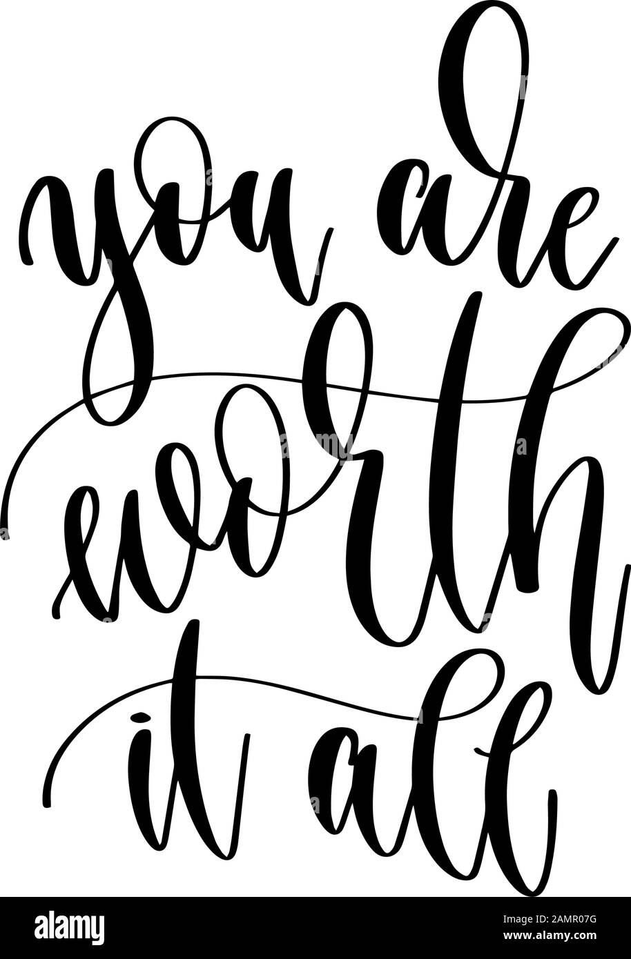 you are worth it all - hand lettering inscription text motivation and ...