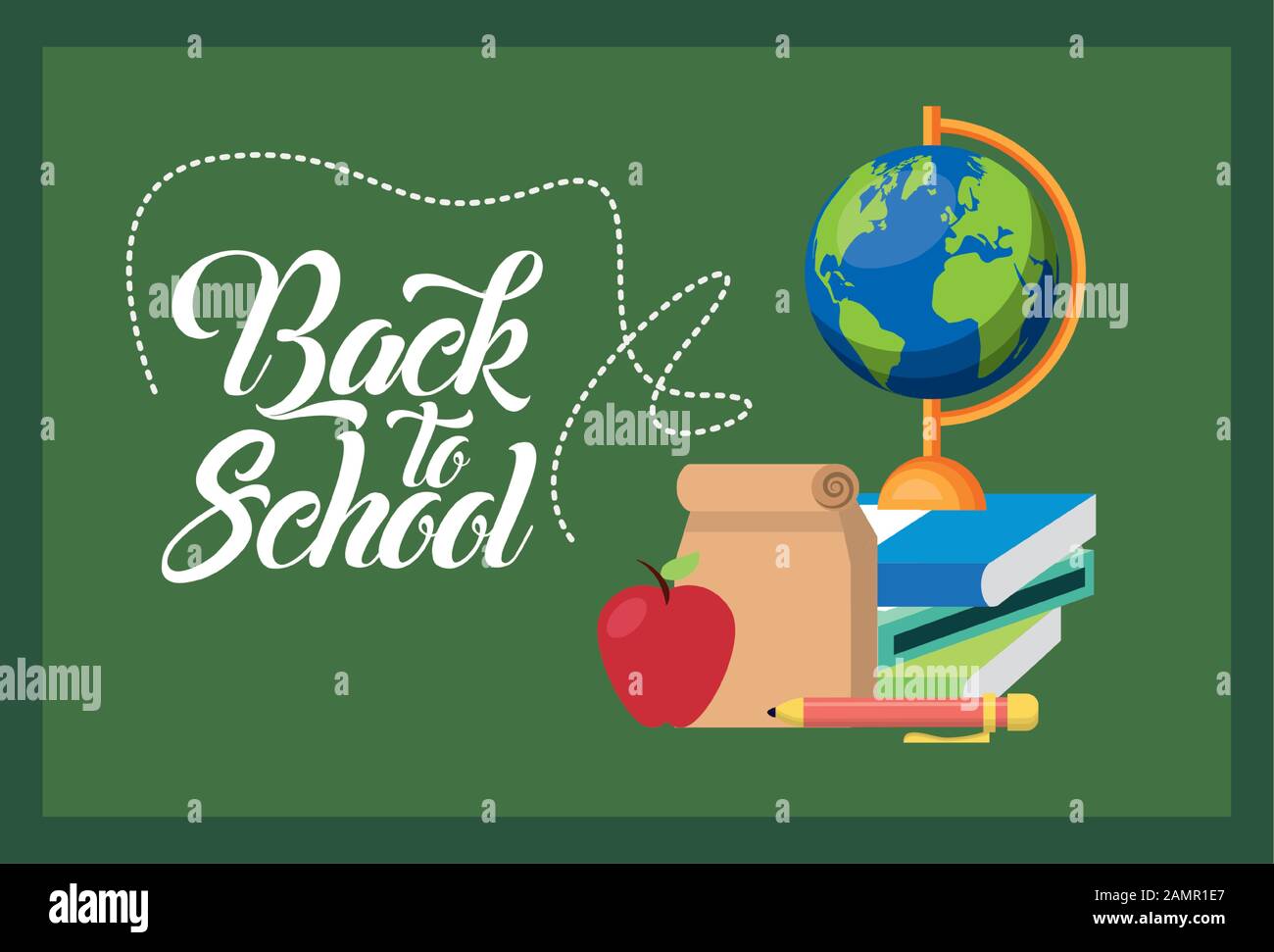 back to school poster with chalkboard and supplies Stock Vector Image ...