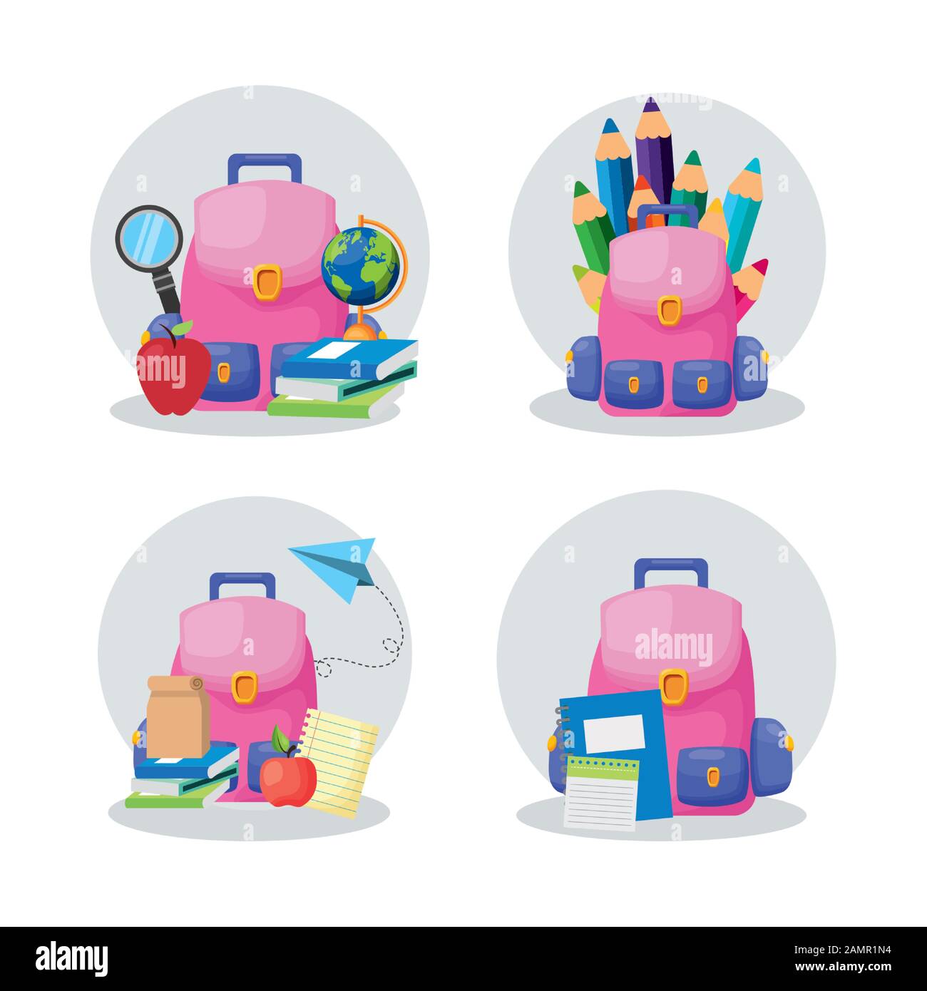 bundle of back to school poster set accessories Stock Vector Image ...