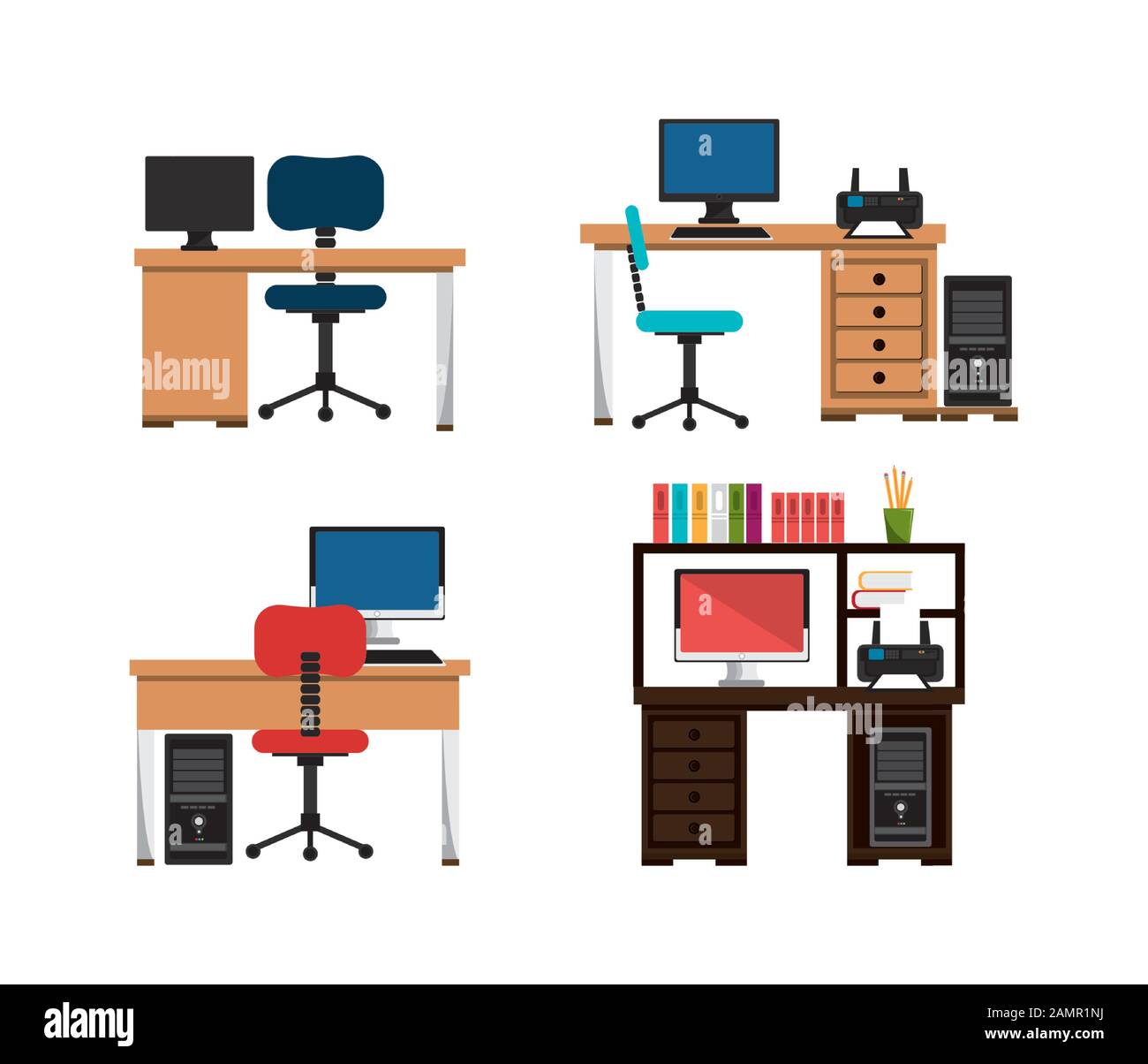set of equipments office icons Stock Vector Image & Art - Alamy