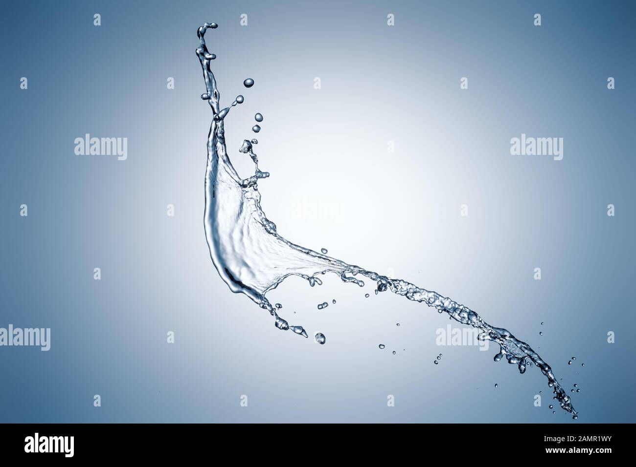 Water splash on blue gradient background Stock Photo - Alamy