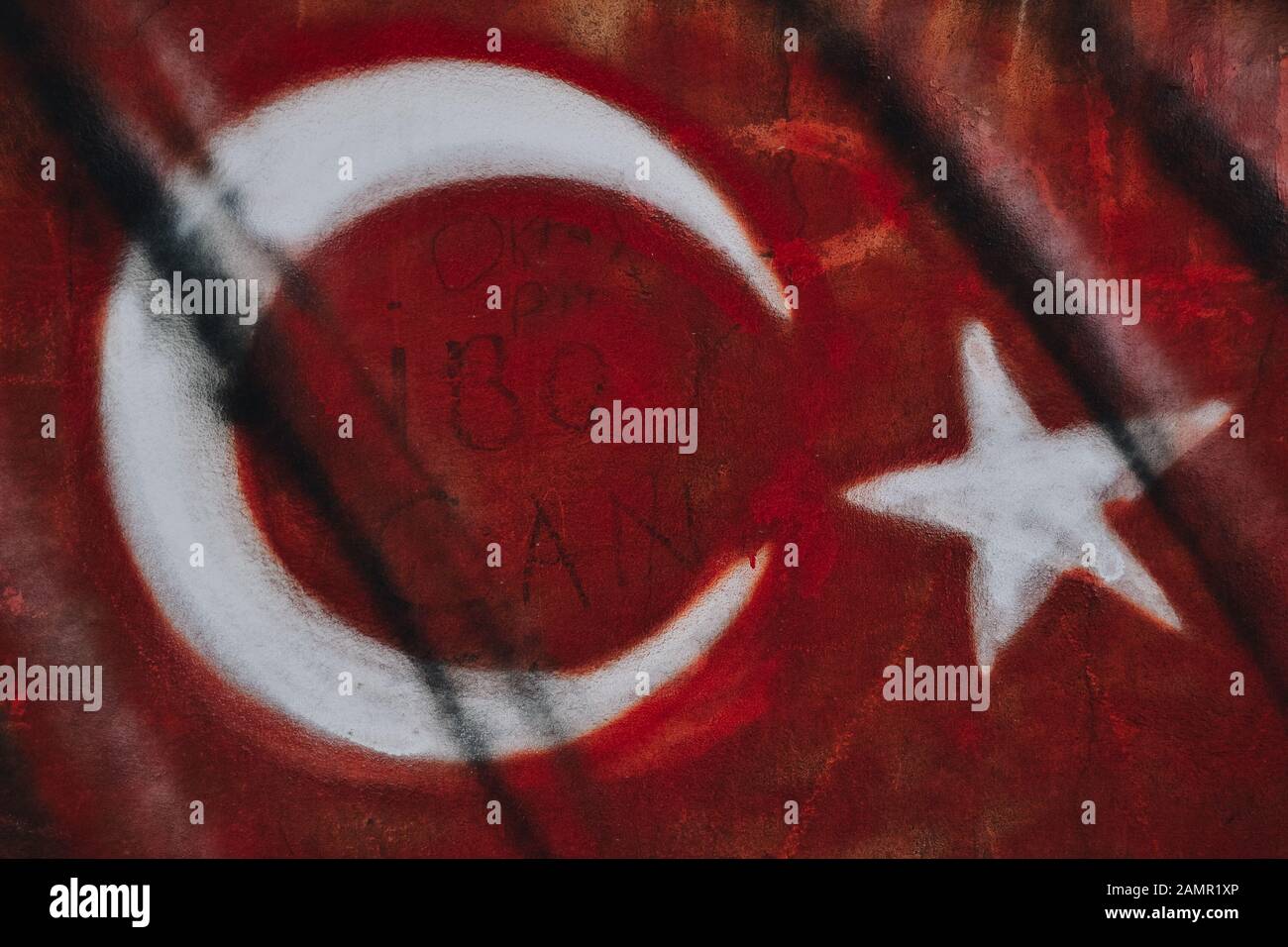 Turkey flag painted in a wall Stock Photo - Alamy