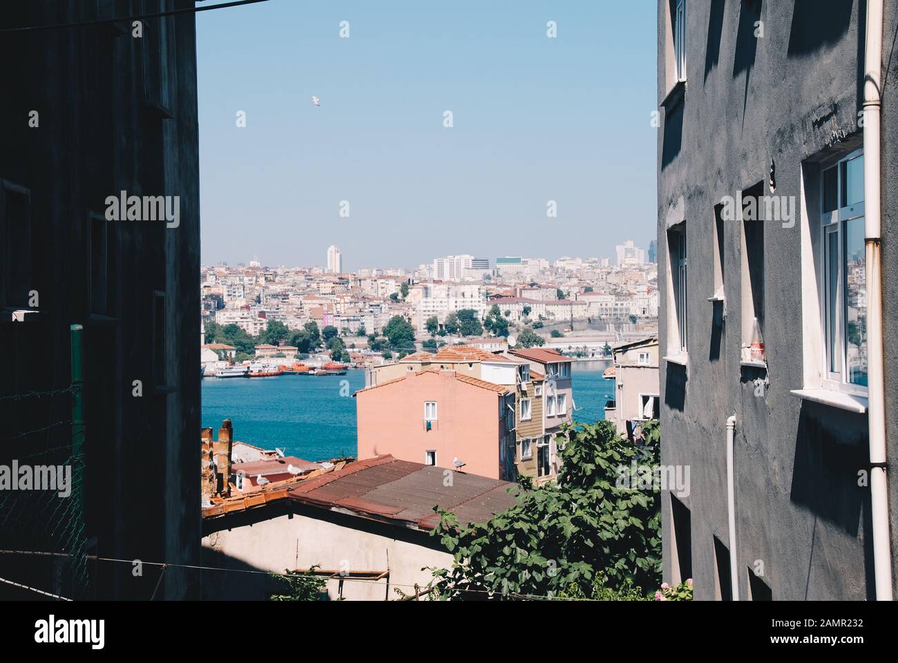 City of Istanbul seen between two buildings Stock Photo - Alamy