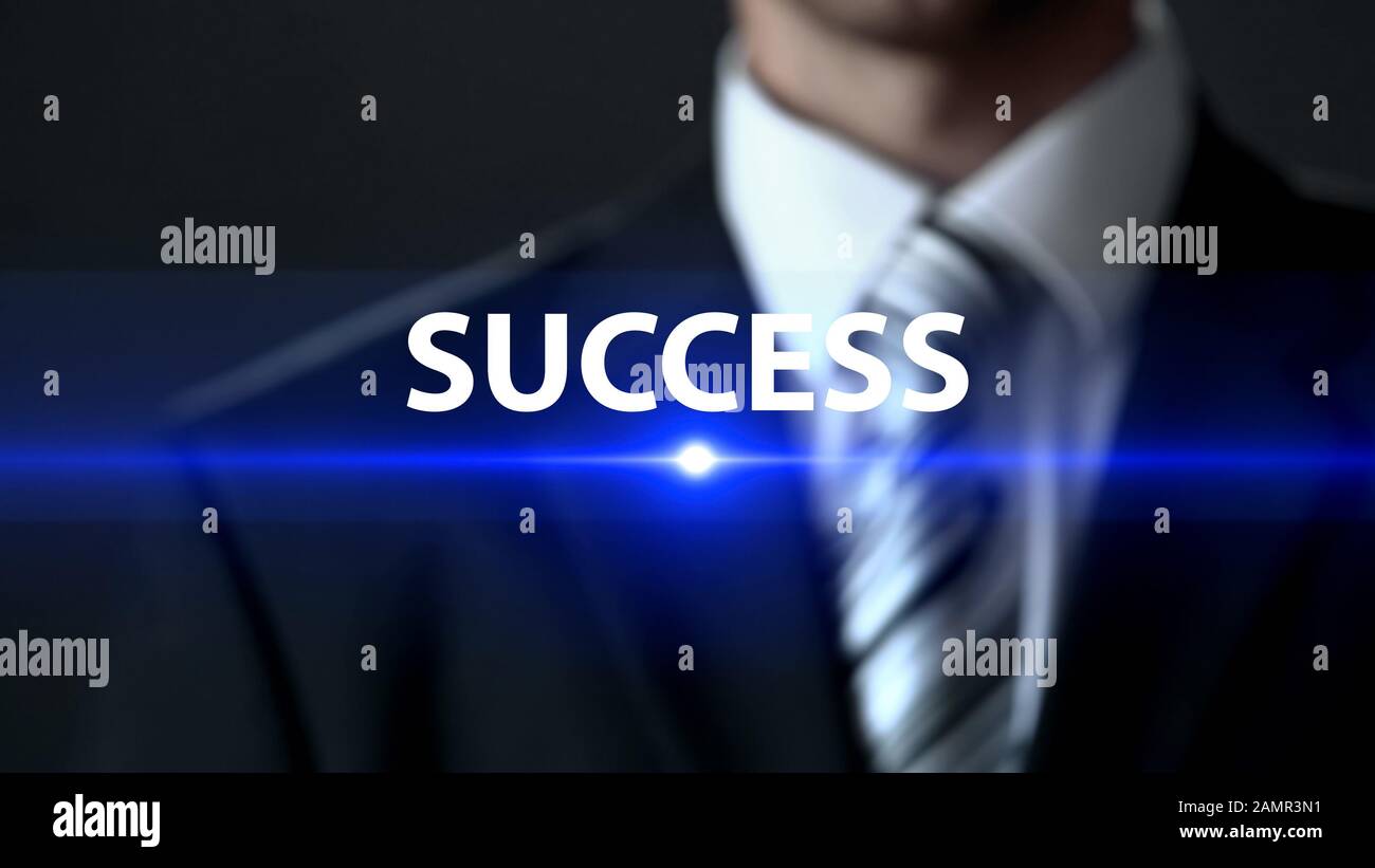 Success, man in suit standing in front of screen, prominent career and ...