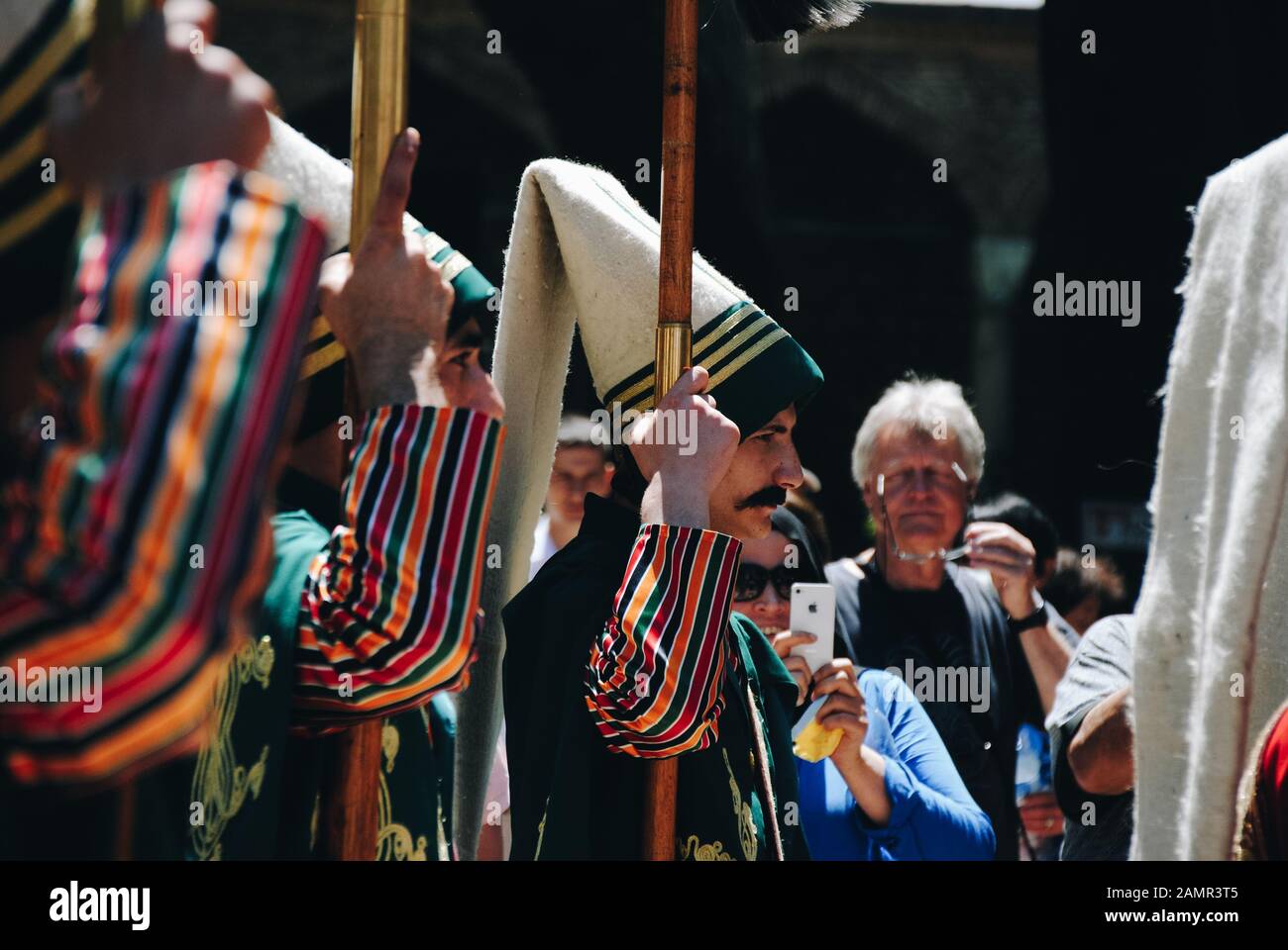 Men dressed in a traditional parade in the Topkapi palace Stock Photo ...